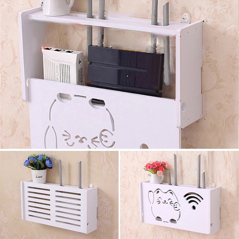 Raft de depozitare router, ABS, 38x20x8.5 cm, Alb - eMAG.ro