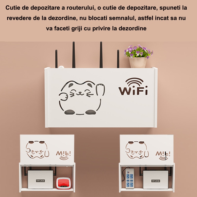 Raft de depozitare router, ABS, 38x20x8.5 cm, Alb - eMAG.ro