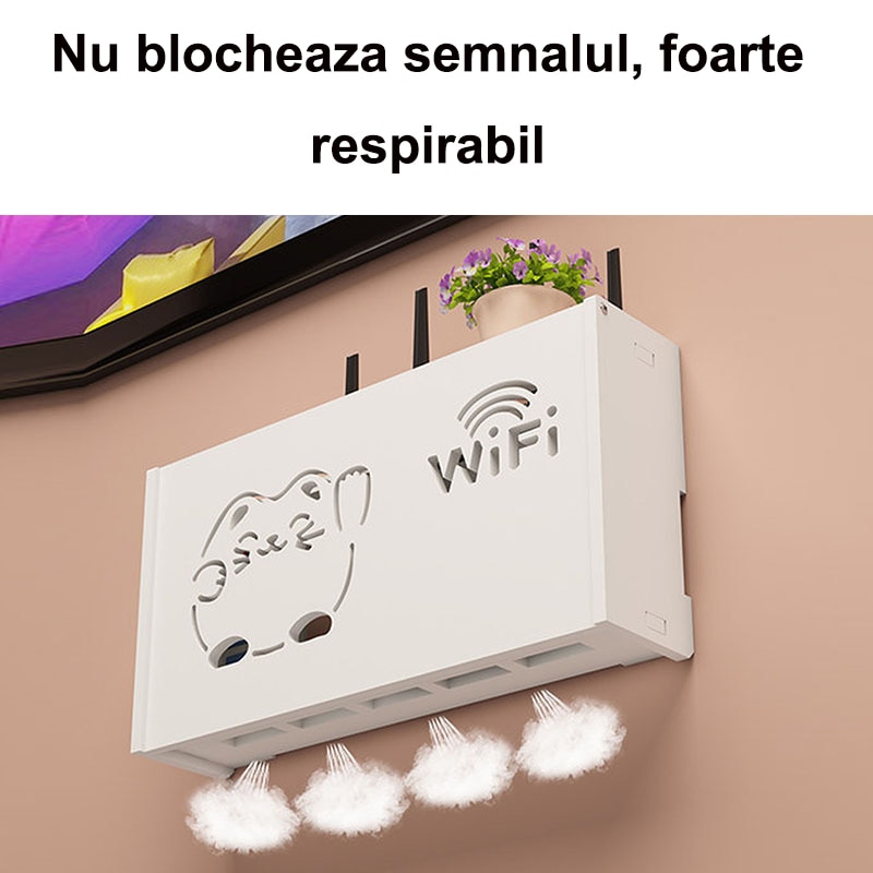 Raft de depozitare router, ABS, 38x20x8.5 cm, Alb - eMAG.ro