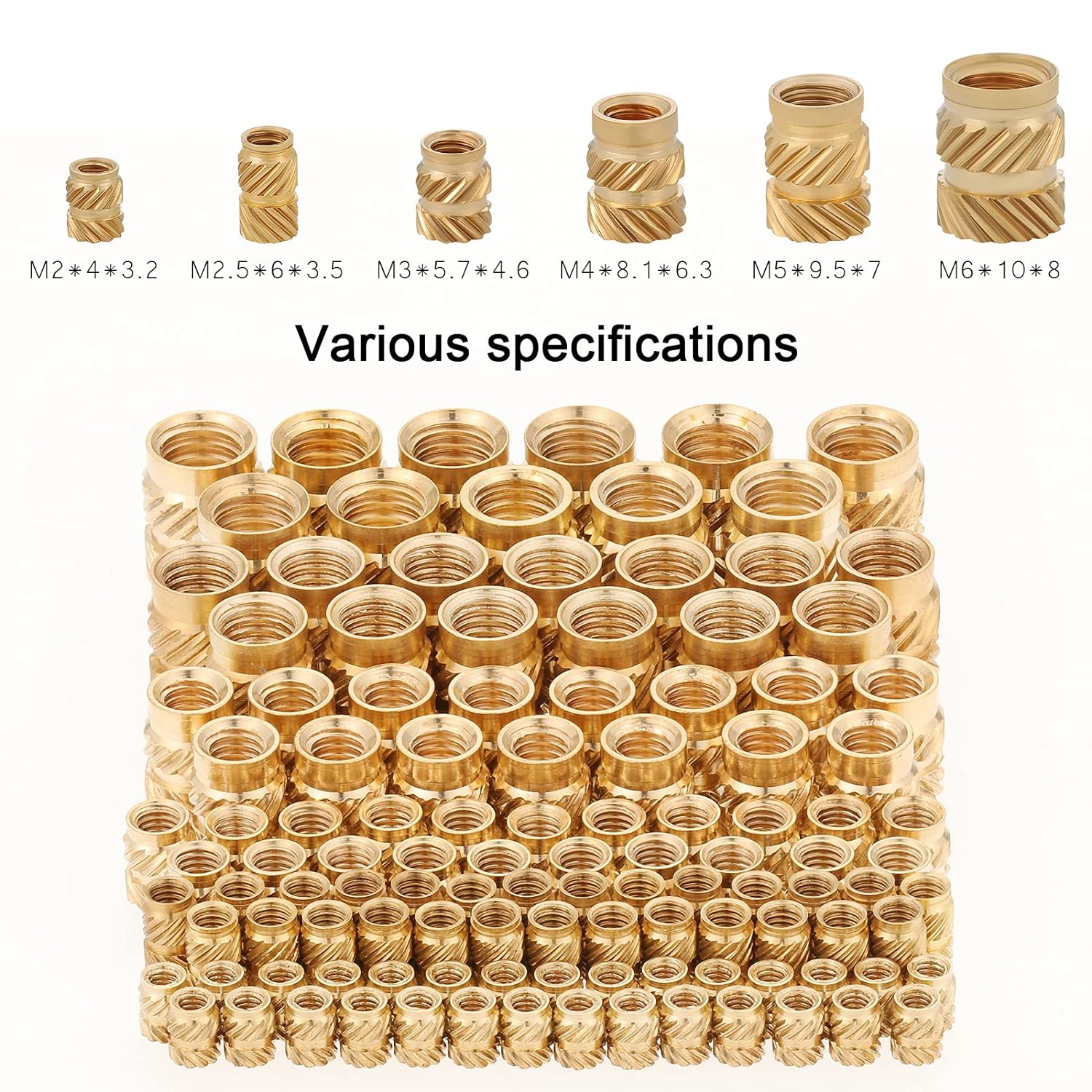 Set 390 piulite moletate din alama cu insert filetat, M2 M2.5 M3 M4 M5 M6, pentru imprimarea 3D ...