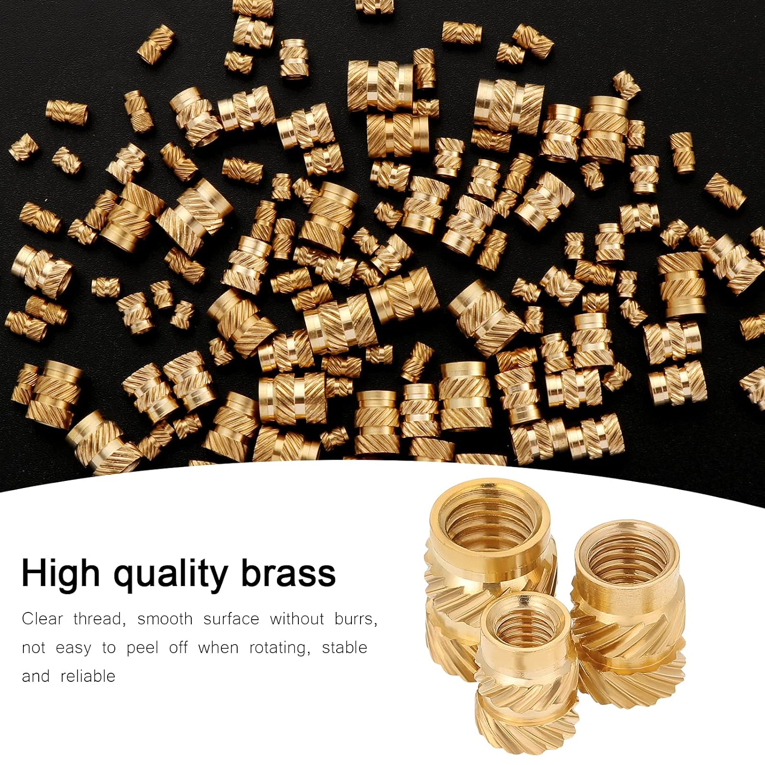 Set 390 piulite moletate din alama cu insert filetat, M2 M2.5 M3 M4 M5 ...