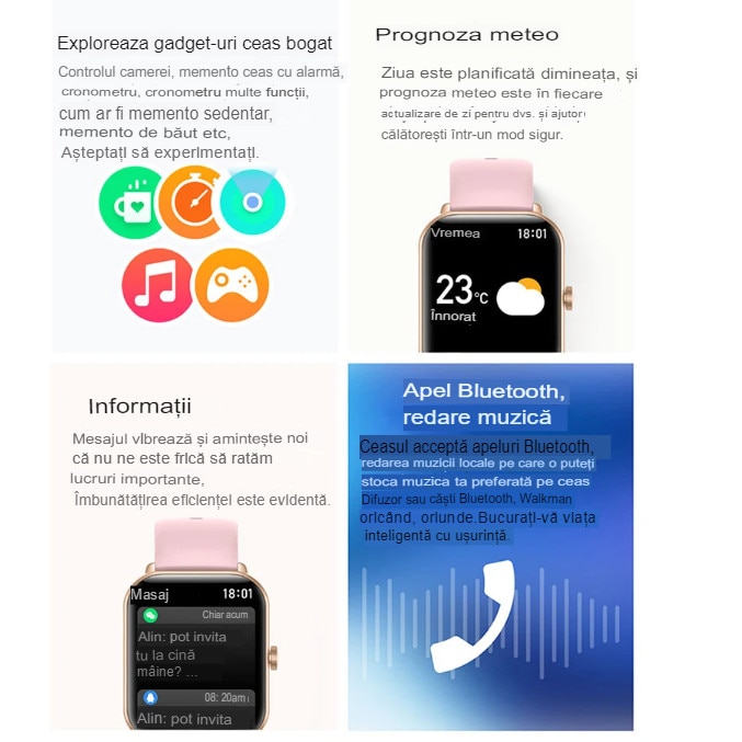 Ceas SmartWatch VIBE™, Infinity Touch 1.96 inch, Full touch, Apelare ...