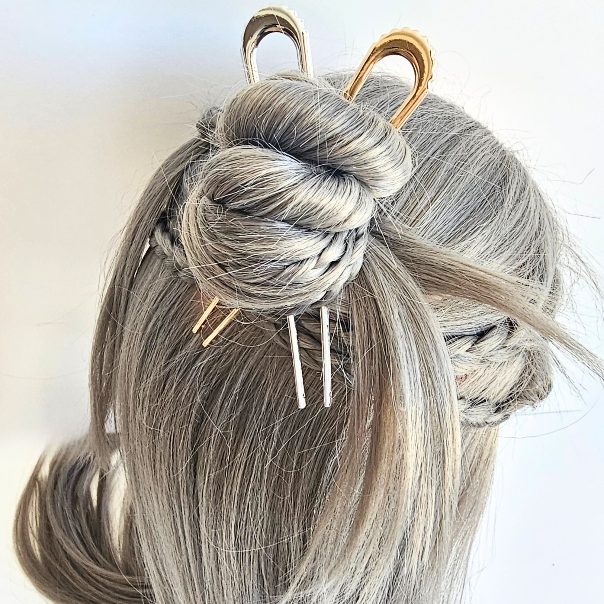 Set 2 ace par argintiu si auriu, 12 cm x 2 cm, metal, model betisor par ...