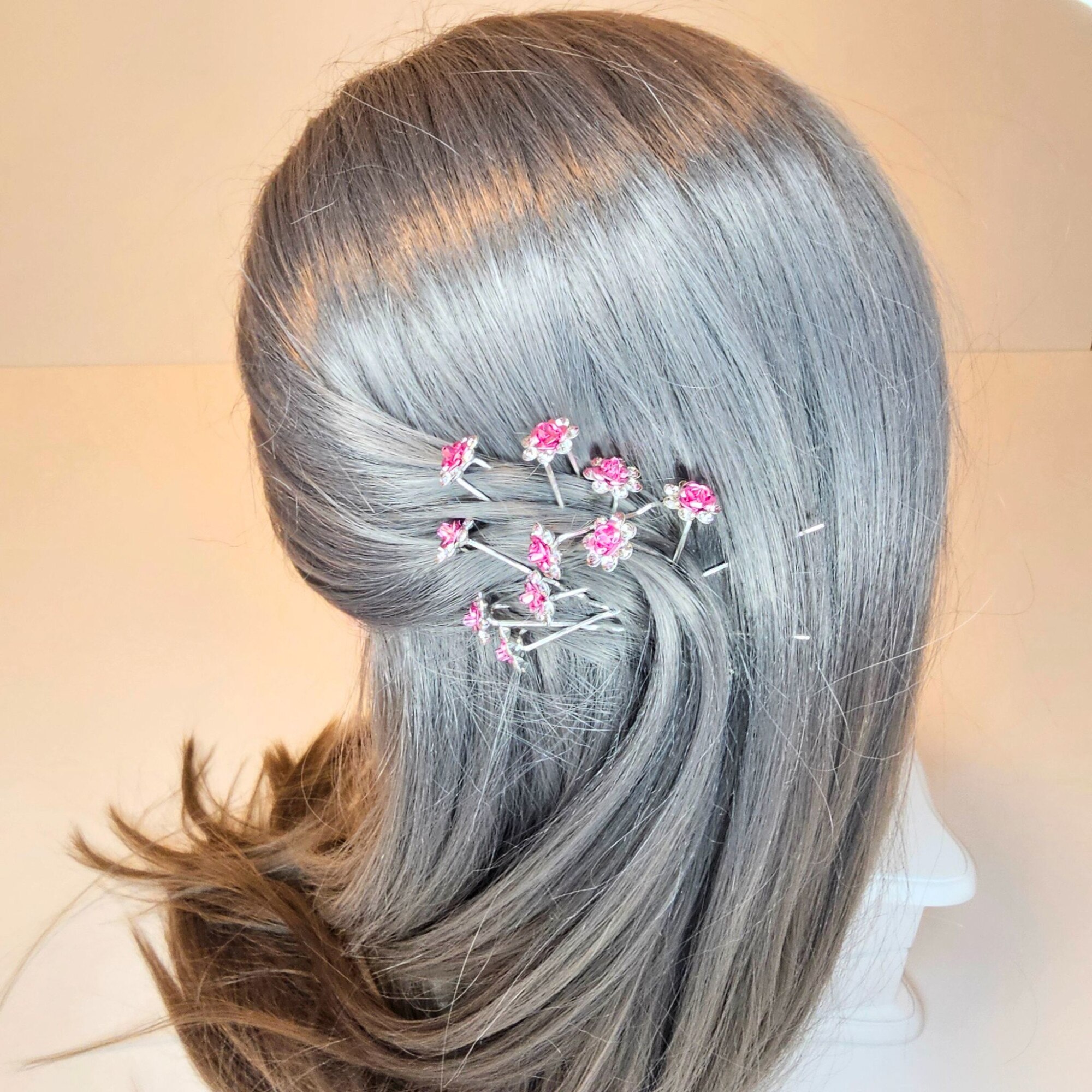 Set 10 ace par argintii cu strasuri mov - eMAG.ro