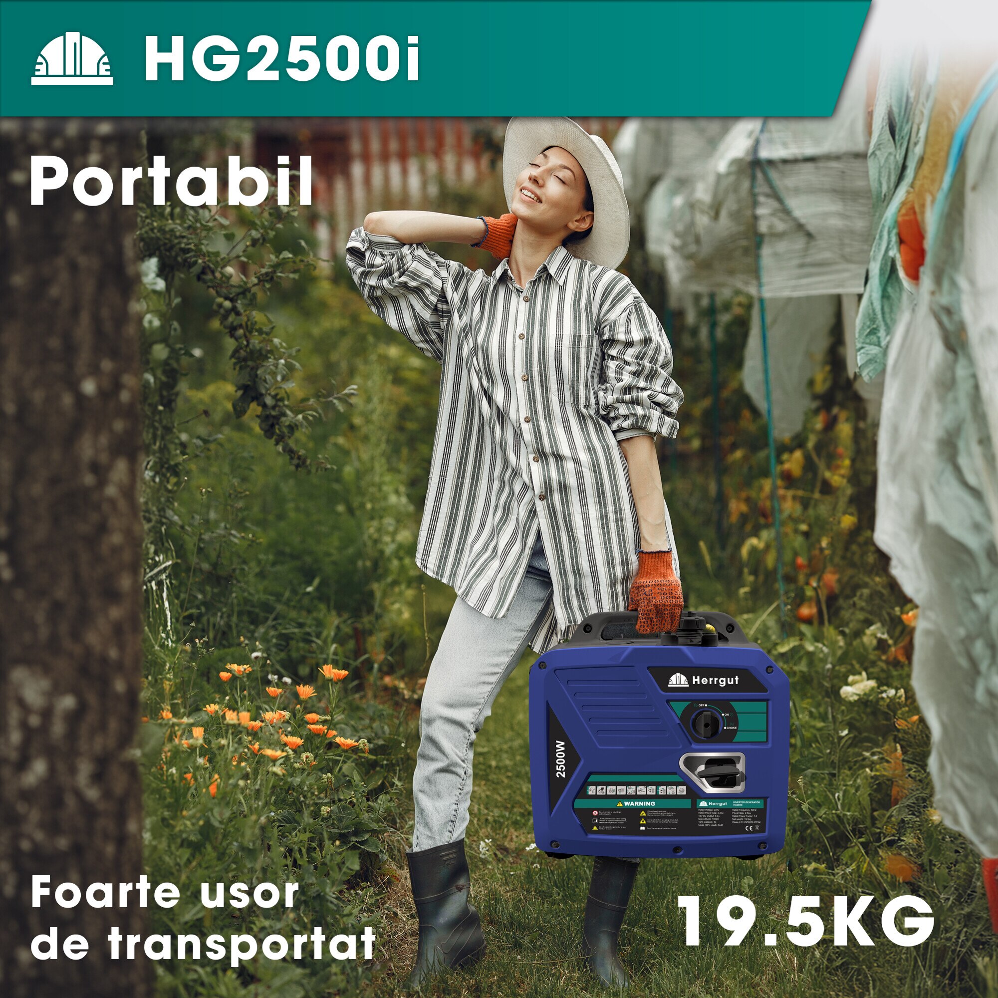 Generator curent electric cu invertor Herrgut HG2500i, 2500W, silentios ...