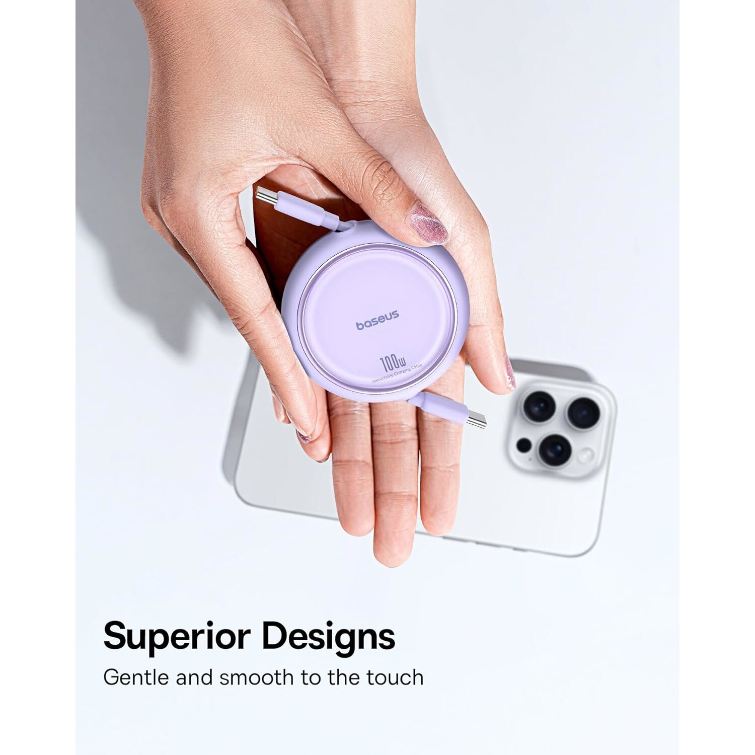 Cablu Baseus Free2Draw Mini, Retractabil, USB-C la USB-C, 100W, 1m ...