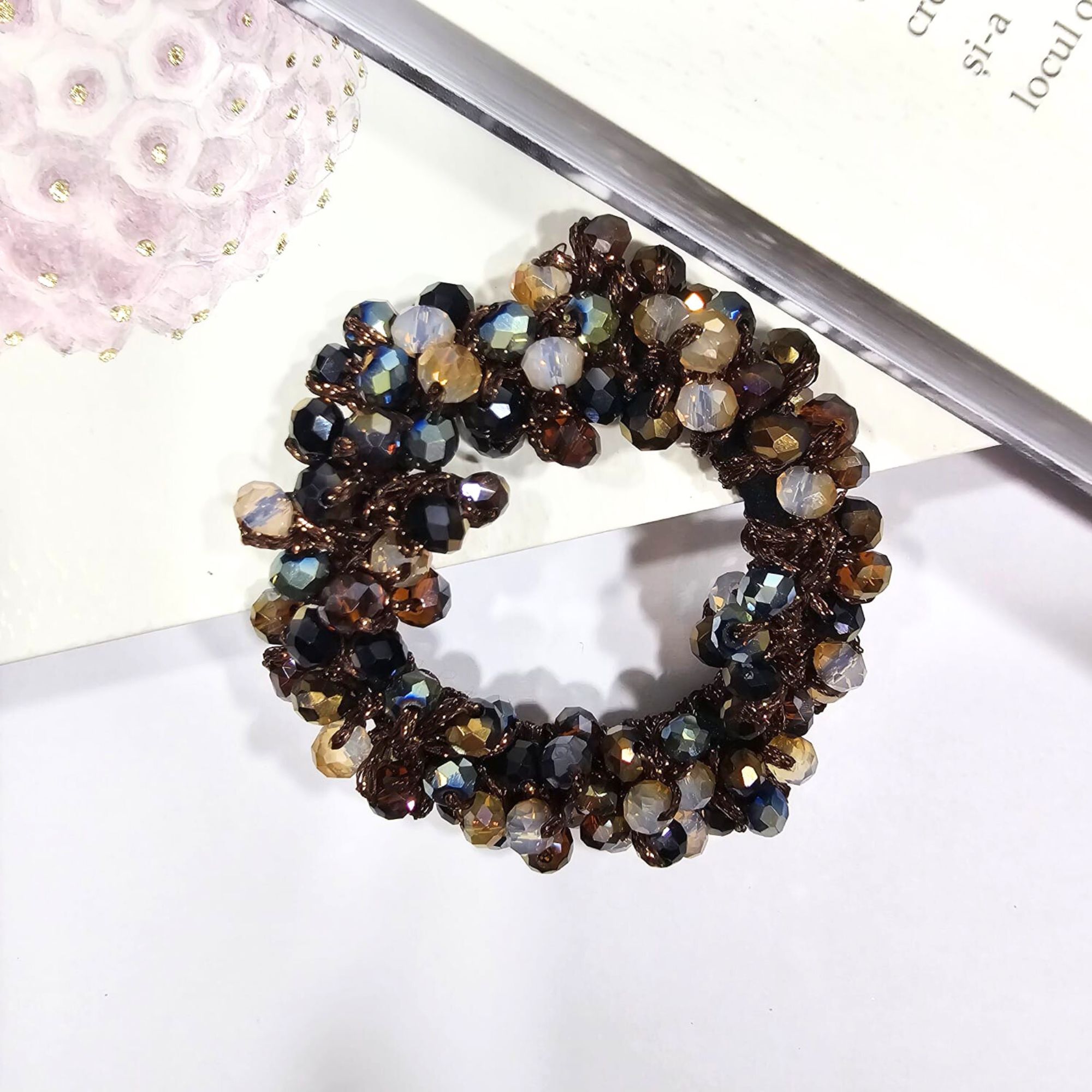 Elastic par cu strasuri maro - eMAG.ro