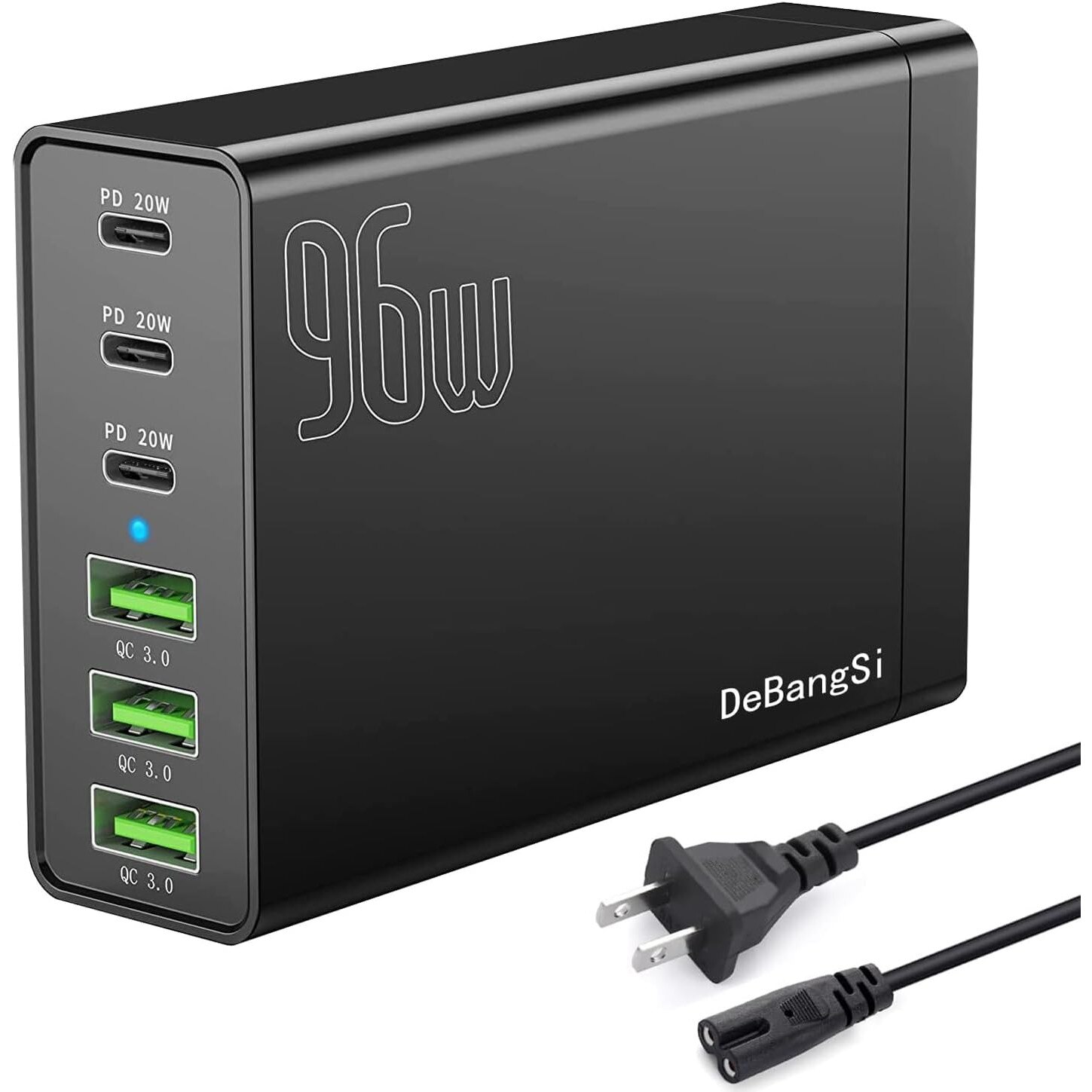 Statie de incarcare 96W, compacta, 6 porturi, 3 USB C, 3 USB 3.0 ...