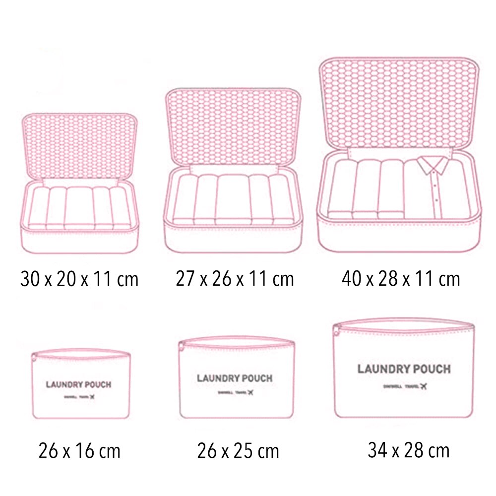 Set 6 huse organizare bagaj si 2 gentute cosmetice calatorie, Quasar ...