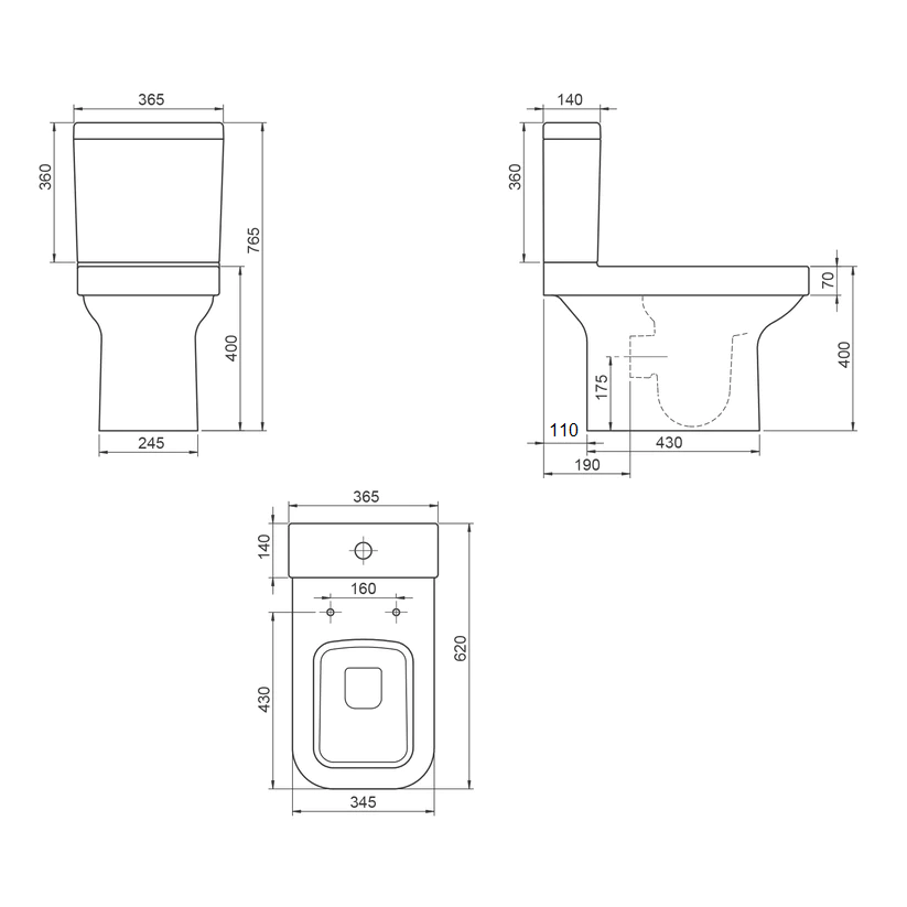 Set WC cu functie bideu si baterie premontata Cerastyle Noura, capac ...