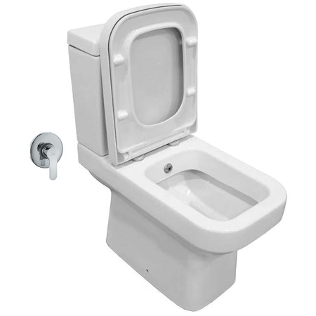Set WC cu functie bideu si baterie premontata Cerastyle Noura, capac ...