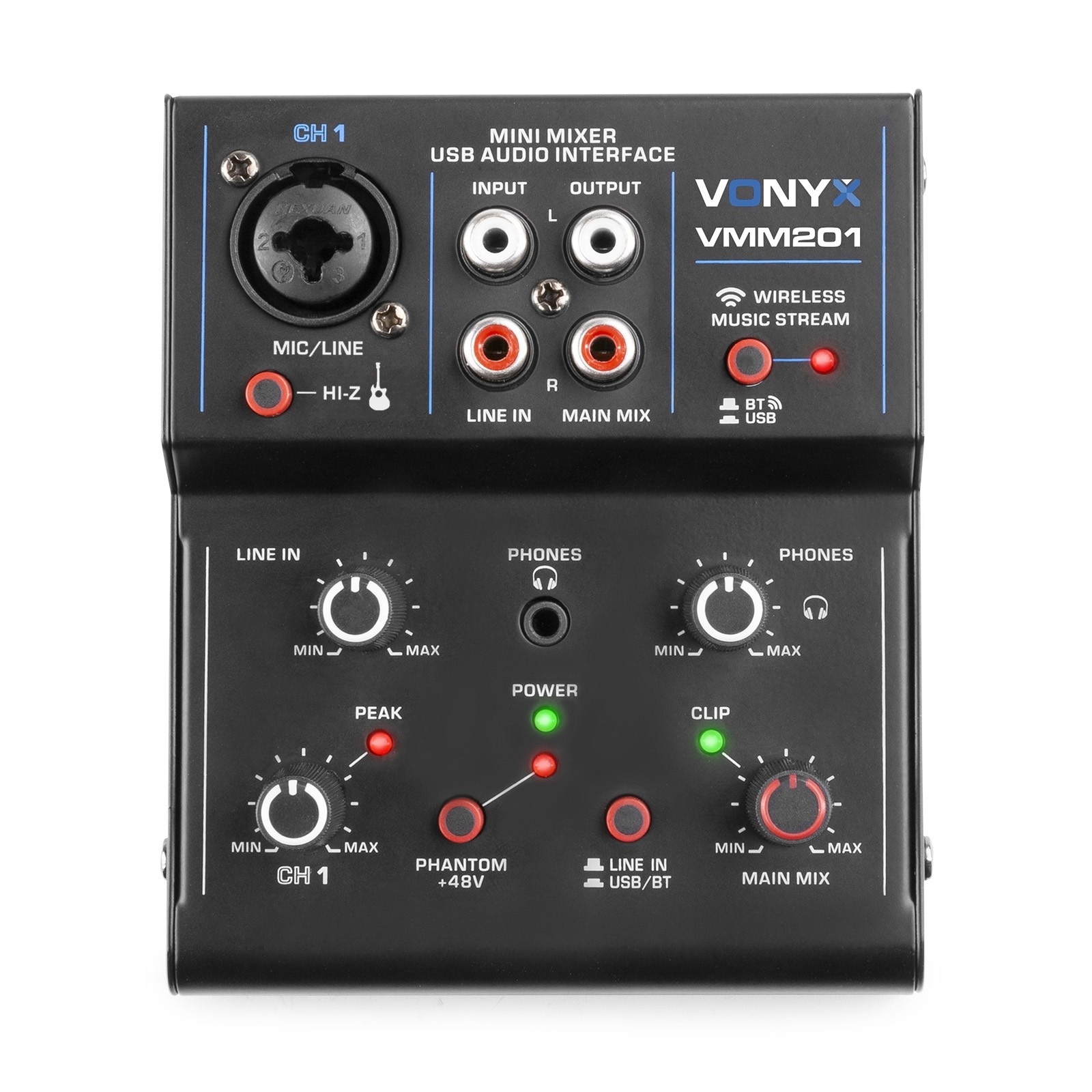 Mixer audio cu 2 canale, USB/Bluetooth, Vonyx VMM201 - eMAG.ro