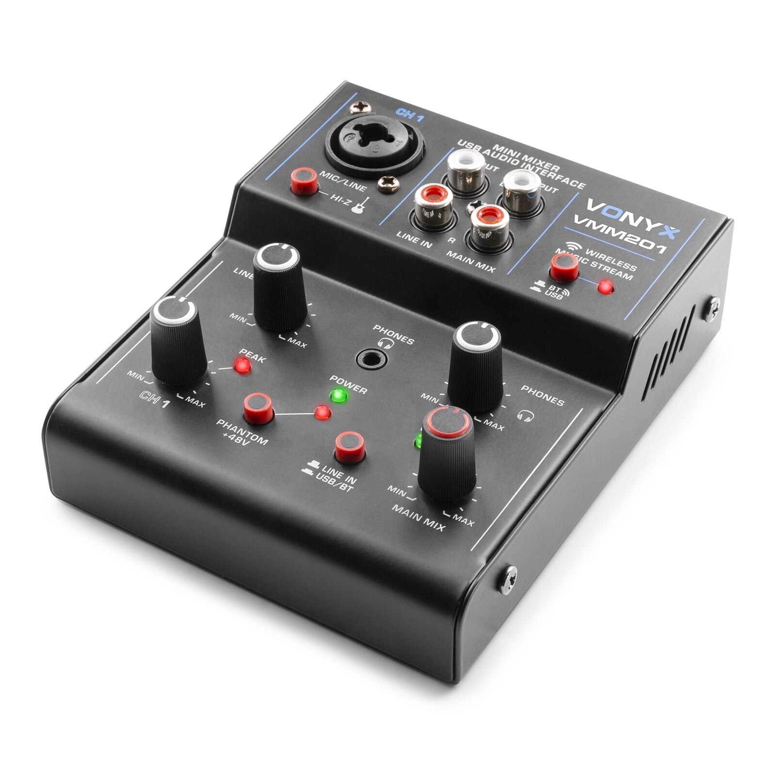 Mixer audio cu 2 canale, USB/Bluetooth, Vonyx VMM201 - eMAG.ro