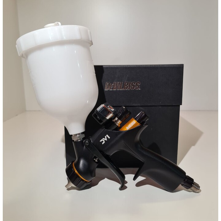 Pistol de vopsit De Vilbiss, cu cana plastic 600 ml, cap HVLP Plus, cu ...