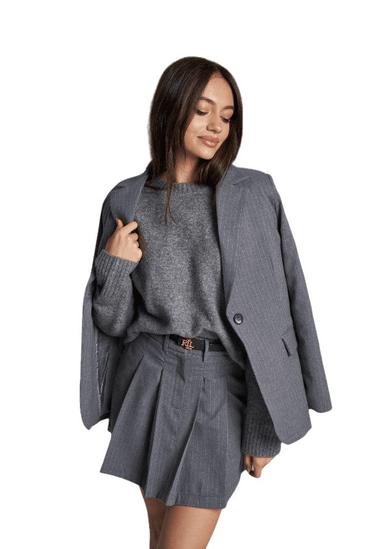 Fusta scurta in cute din stofa, gri, 36 - eMAG.ro