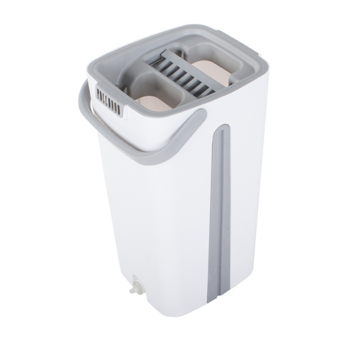 Mop plat cu cap rotativ, Cu galeata, Alb/Gri - eMAG.ro