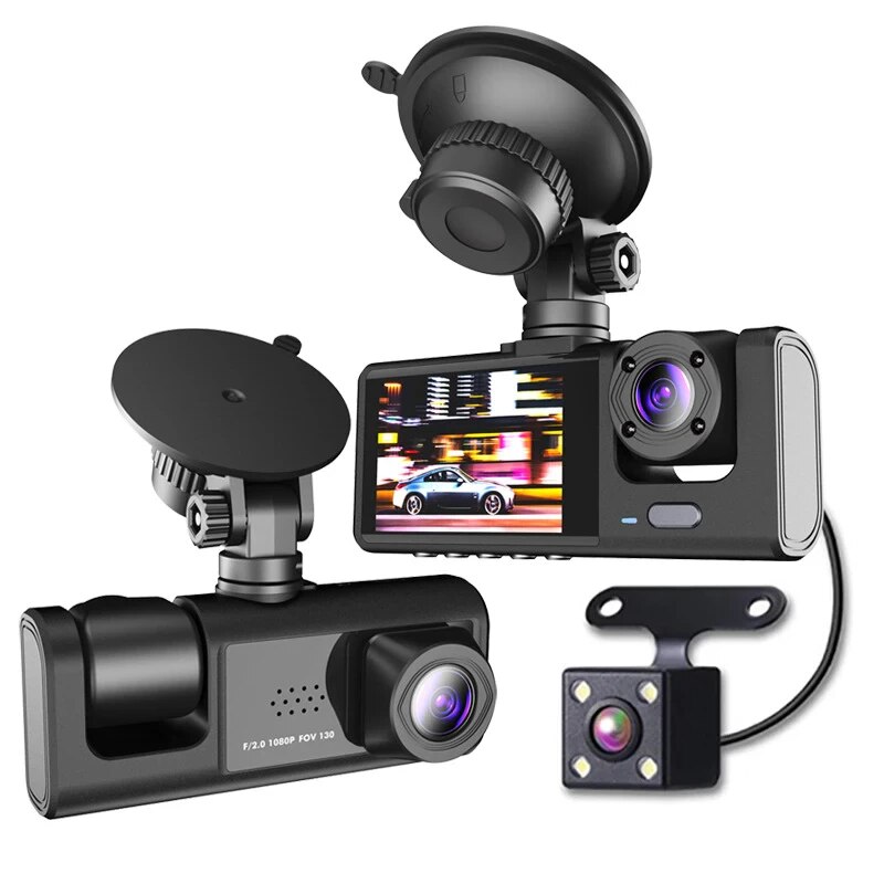Camera Auto DVR, Excitat®, 3 lentile, rezolutie 1080p, afisaj PS de 2 ...
