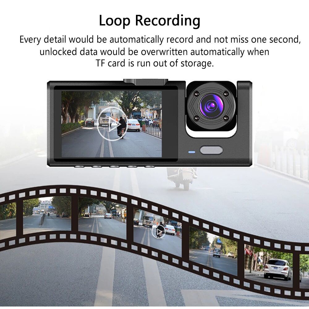 Camera Auto DVR, Excitat®, 3 lentile, rezolutie 1080p, afisaj PS de 2 ...