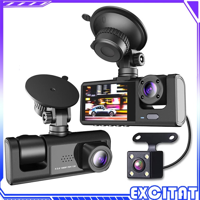 Camera Auto DVR, Excitat®, Camera Auto de Bord DVR, 3 lentile ...