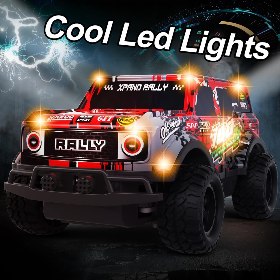 Masina cu telecomanda cu lumina LED, Excitat®, 27MHz, 2 baterii, raport ...