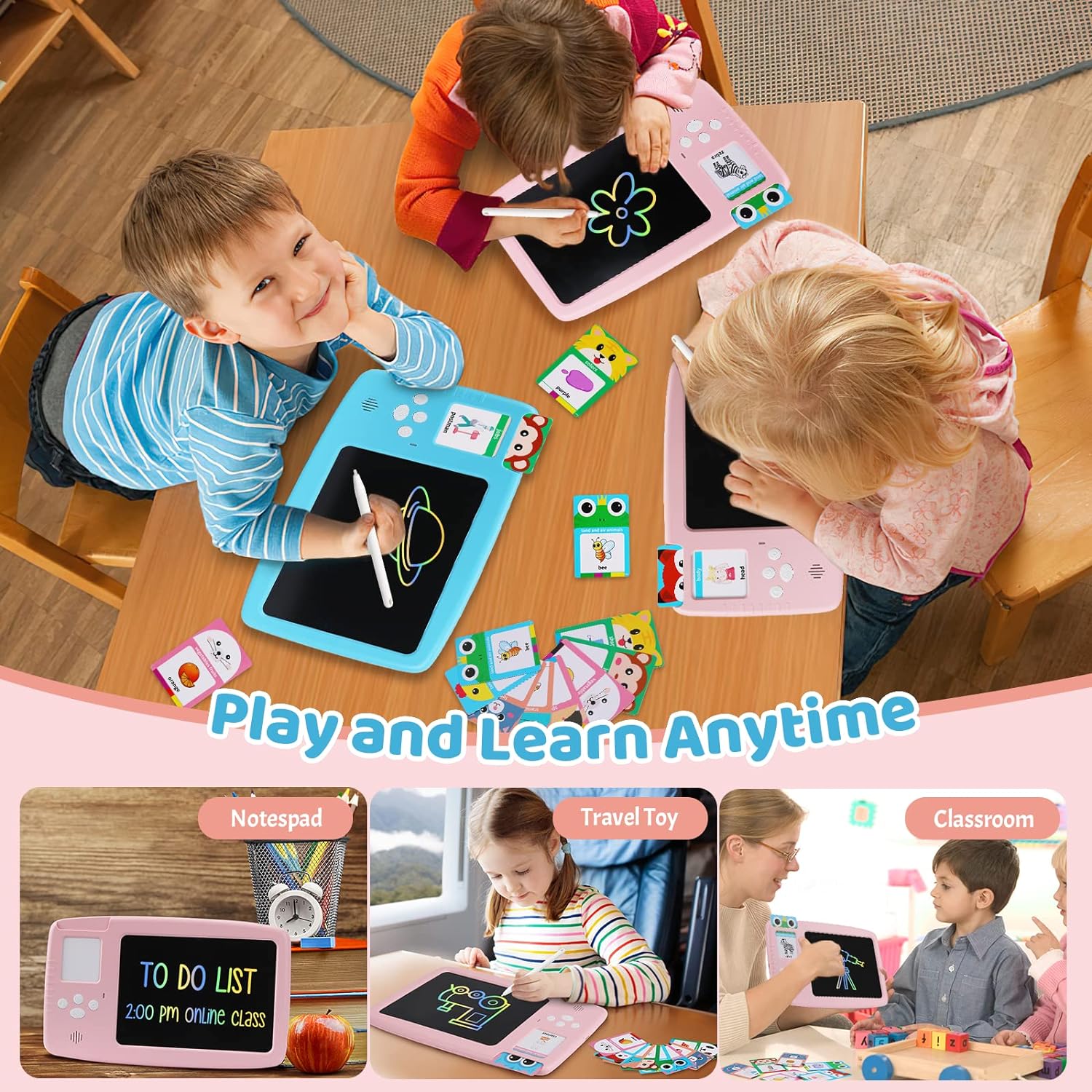 2 в 1 Lcd таблет за деца Excitat® интерактивен и образователен писане и рисуване карти с 224