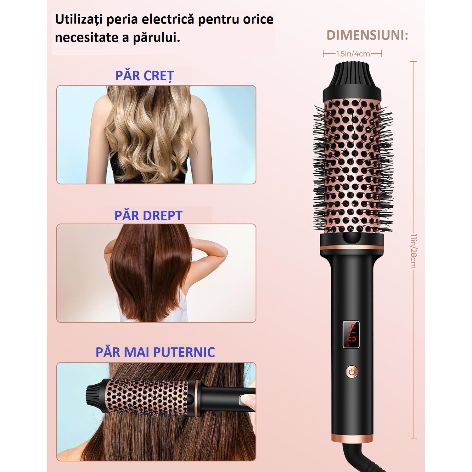 Perie De Par Electrica, 3 Functii Pentru Par, Volum, Bucle, Indreptat ...