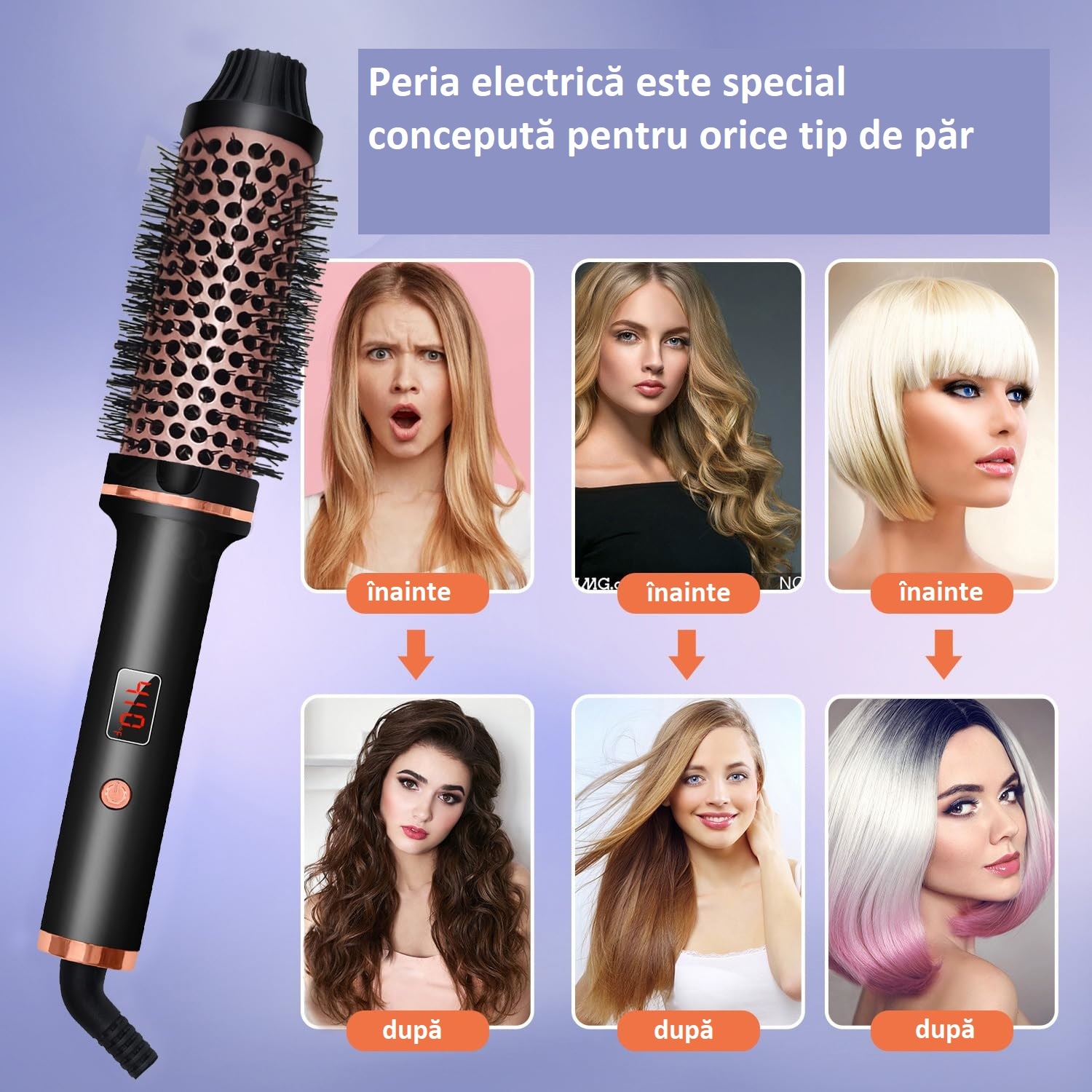 Perie De Par Electrica, 3 Functii Pentru Par, Volum, Bucle, Indreptat ...