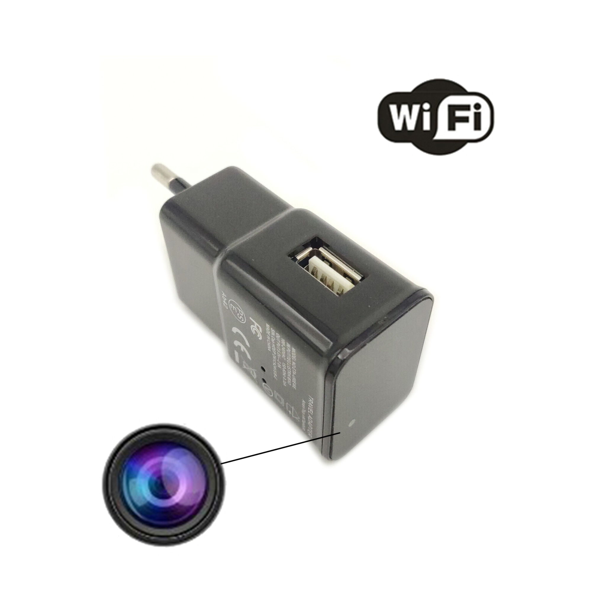Incarcator USB, cu camera spion, Senzor de miscare, Night Vision, WiFi ...