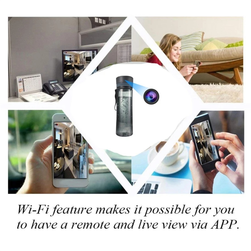 Mini camera spy ascunsa in sticla de apa portabila, microfon, infrarosu ...