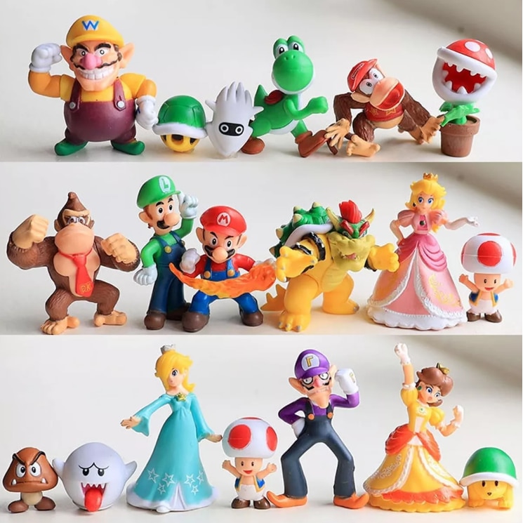 Комплект от 18 фигурки Super Mario (Марио, Луиджи, принцеса Праскова ...
