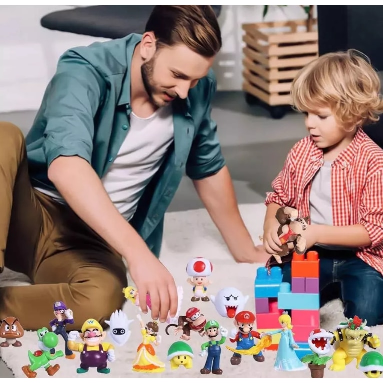 Set 18 Figurine Super Mario (Mario, Luigi, Princess Peach, Yoshi, Toad ...