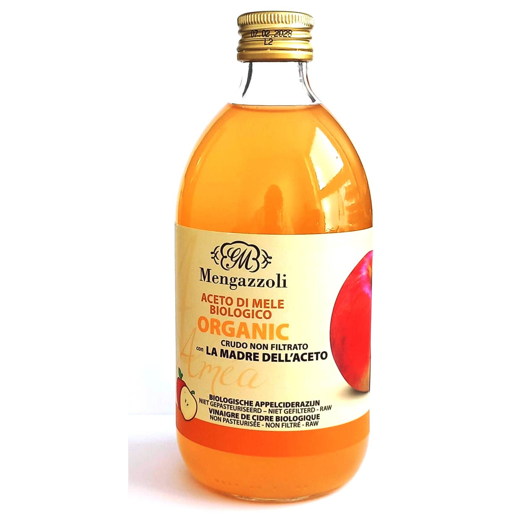 Otet din cidru de mere nefiltrat, raw, cu Mama otetului", ECO 500ml ...