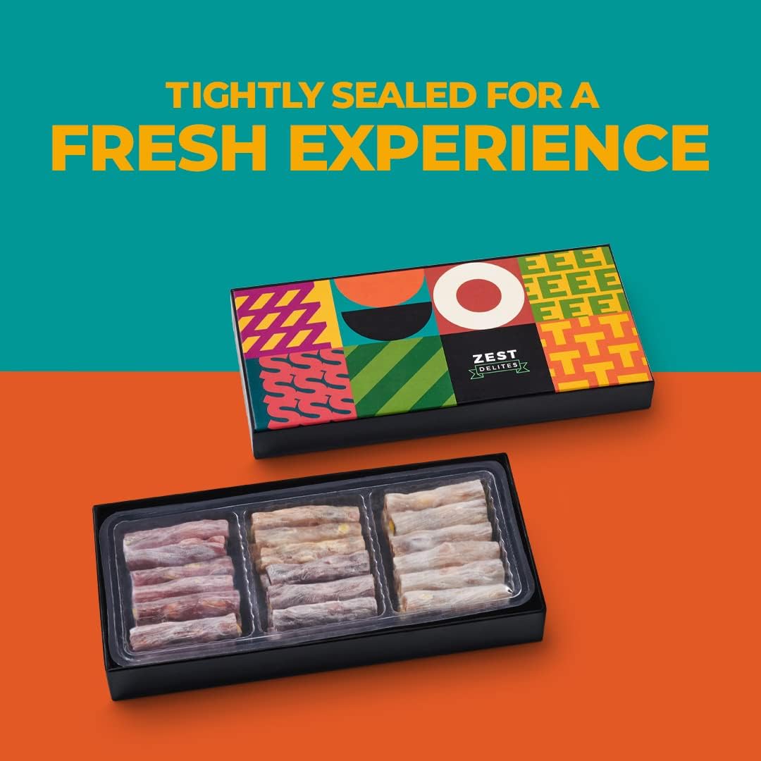 Cutie bomboane gustari turcesti Zest Delites, vegane, portocala, mure ...