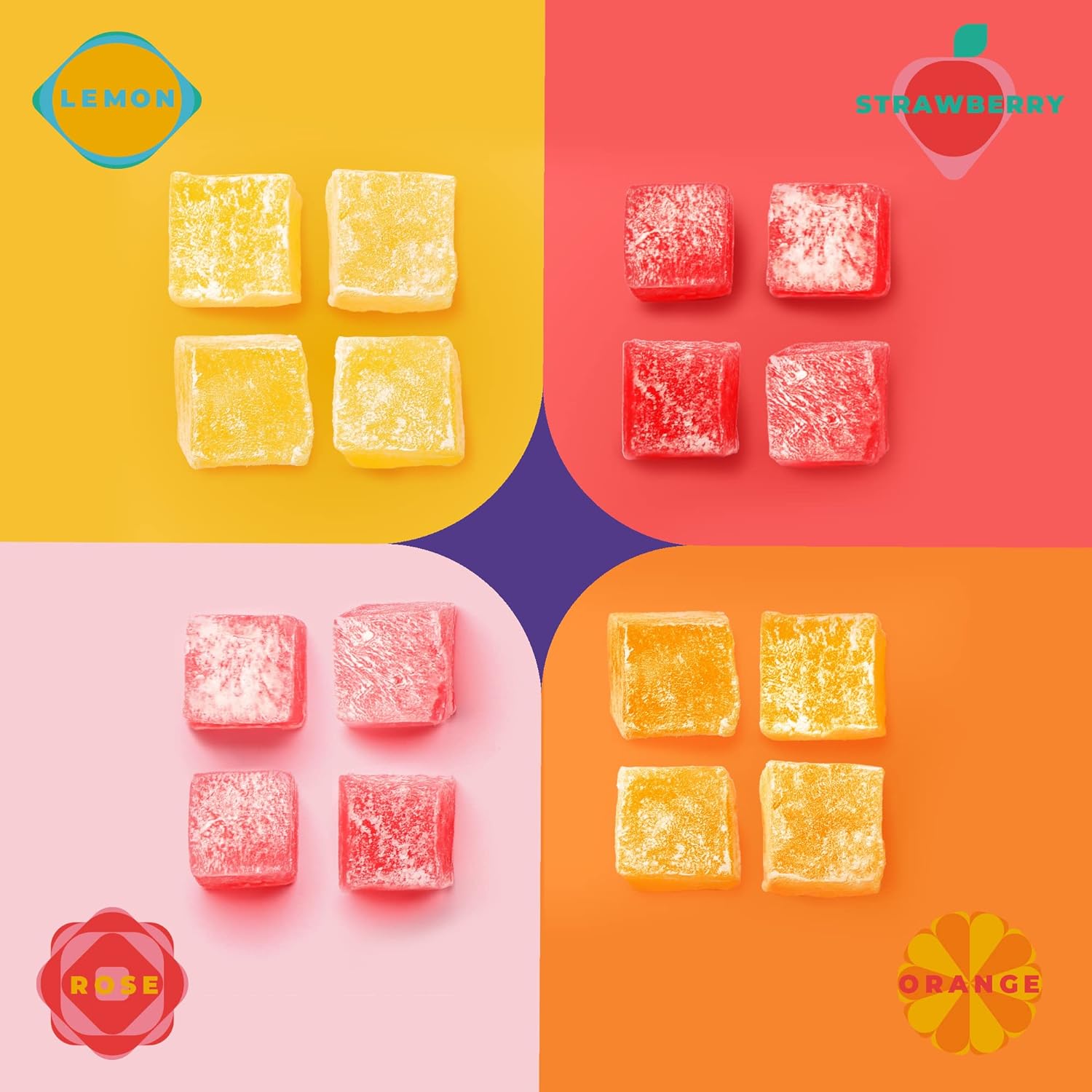 Rahat turcesc mini Zest Delites, portocale, trandafiri, capsuni, lamaie ...