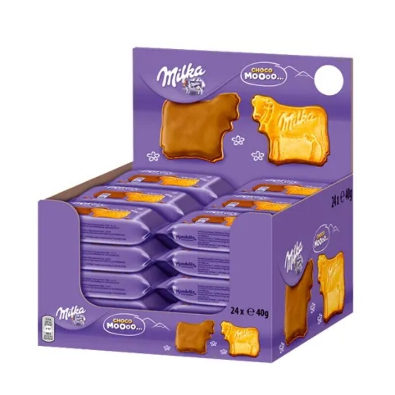 Biscuiti in ciocolata Milka Choco Caw Moo forma vacuta, cutie 24 buc x ...