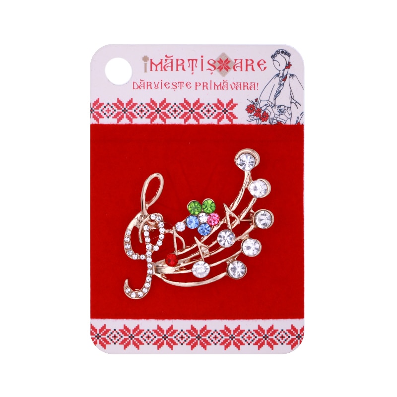 Martisor Brosa Cheia sol cu Portativ si Note Muzicale - eMAG.ro