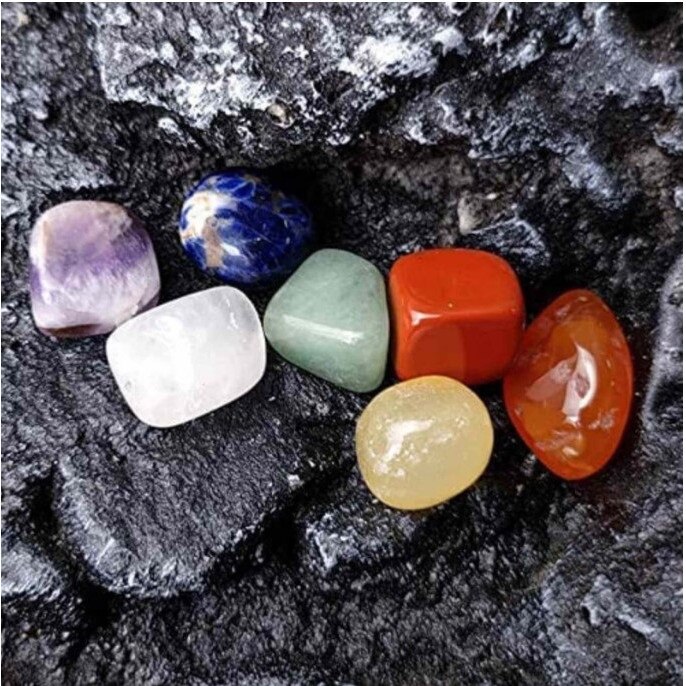 Set Ventoo® format din 7 pietre semipretioase polisate si 7 cristale ...