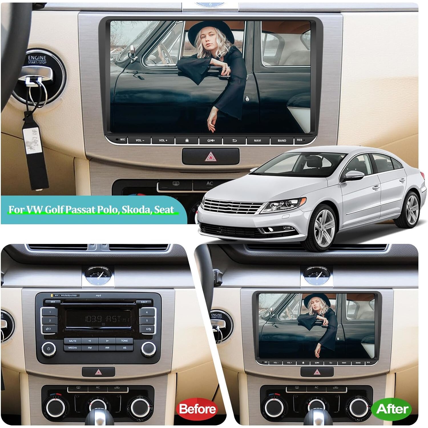 Navigatie Android 2GB Ram 64GB Memorie interna, Carplay Android si Auto ...