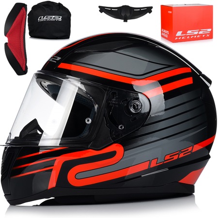 Motoros sisak, LS2 FF353, Rapid II, piros/fekete, UV védelem, ABS, M 57 ...