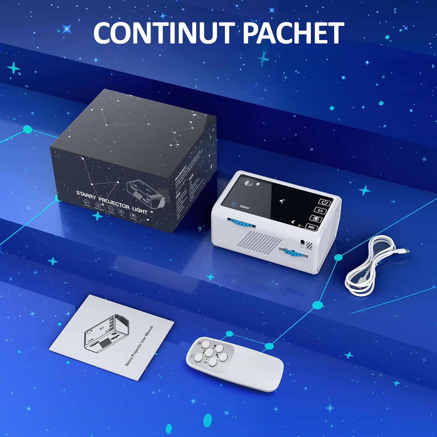 Lampa de veghe pentru copii, NEXTLY, tip proiector stele, planete si ...