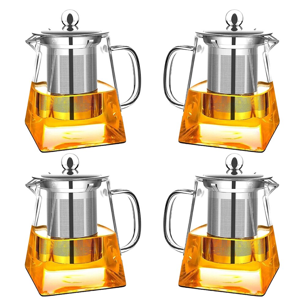 Set 4 ceainice, Quasar & Co.®, recipiente pentru ceai/cafea cu infuzor ...