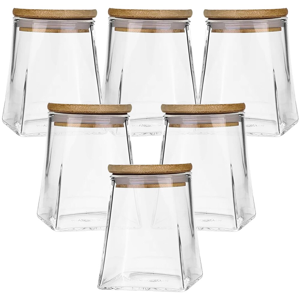 Set 6 recipiente depozitare alimente cu capac bambus, Quasar & Co ...