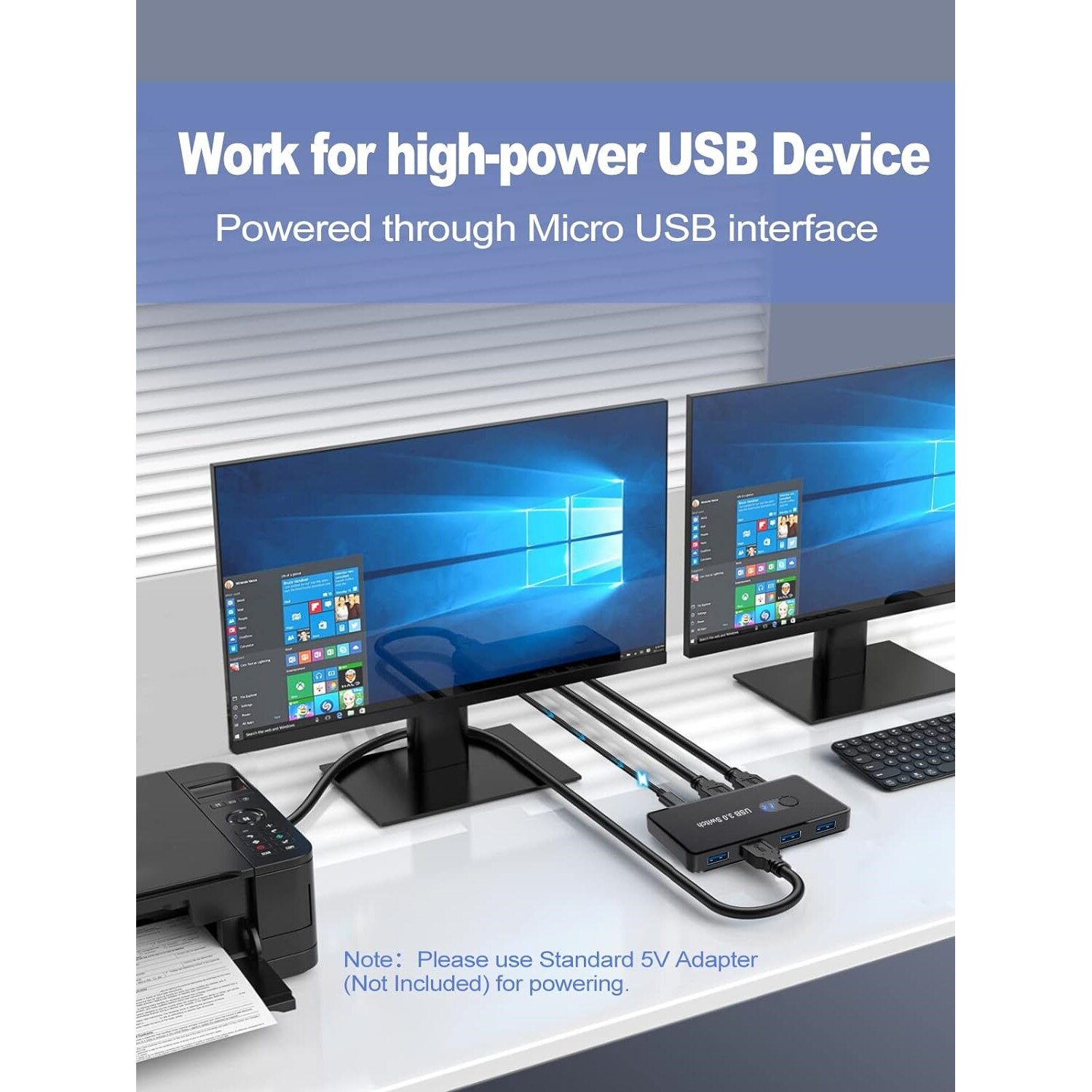 USB hub 2x4, MOSMAOO®, USB 3.0, megosztási kapcsoló választó, kábel 1,5 ...