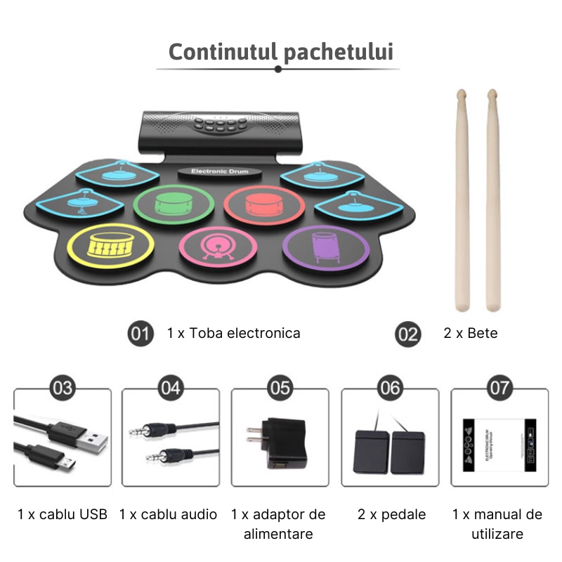 Set tobe electronice MaGeCa® cu pedale de picior, Design compact si ...