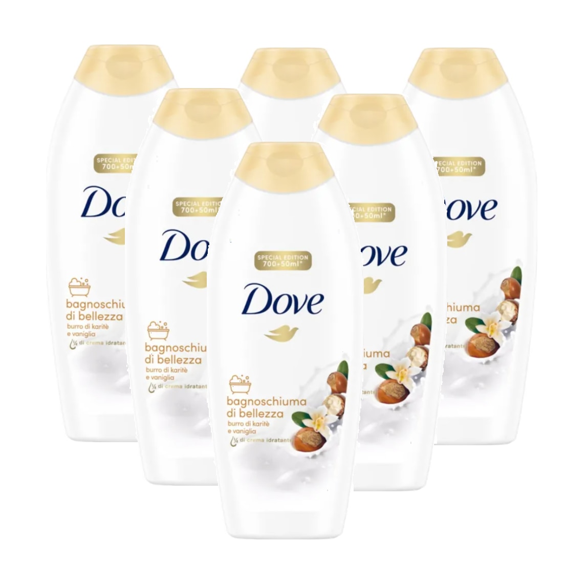 Set 6 x Gel de dus Dove Fresh Touch Shea Butter, 1/4 crema hidratanta ...