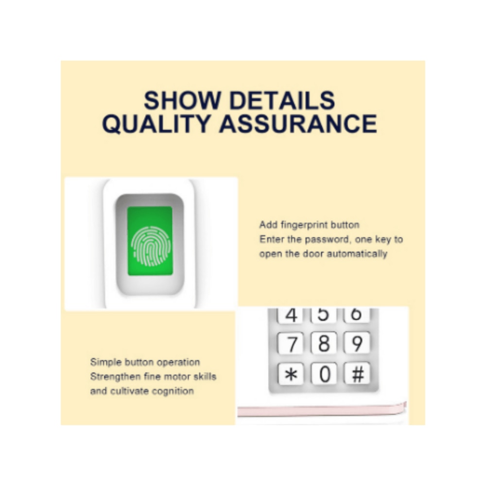 Pusculita pentru copii, cu cod pin si amprenta, Roz - eMAG.ro