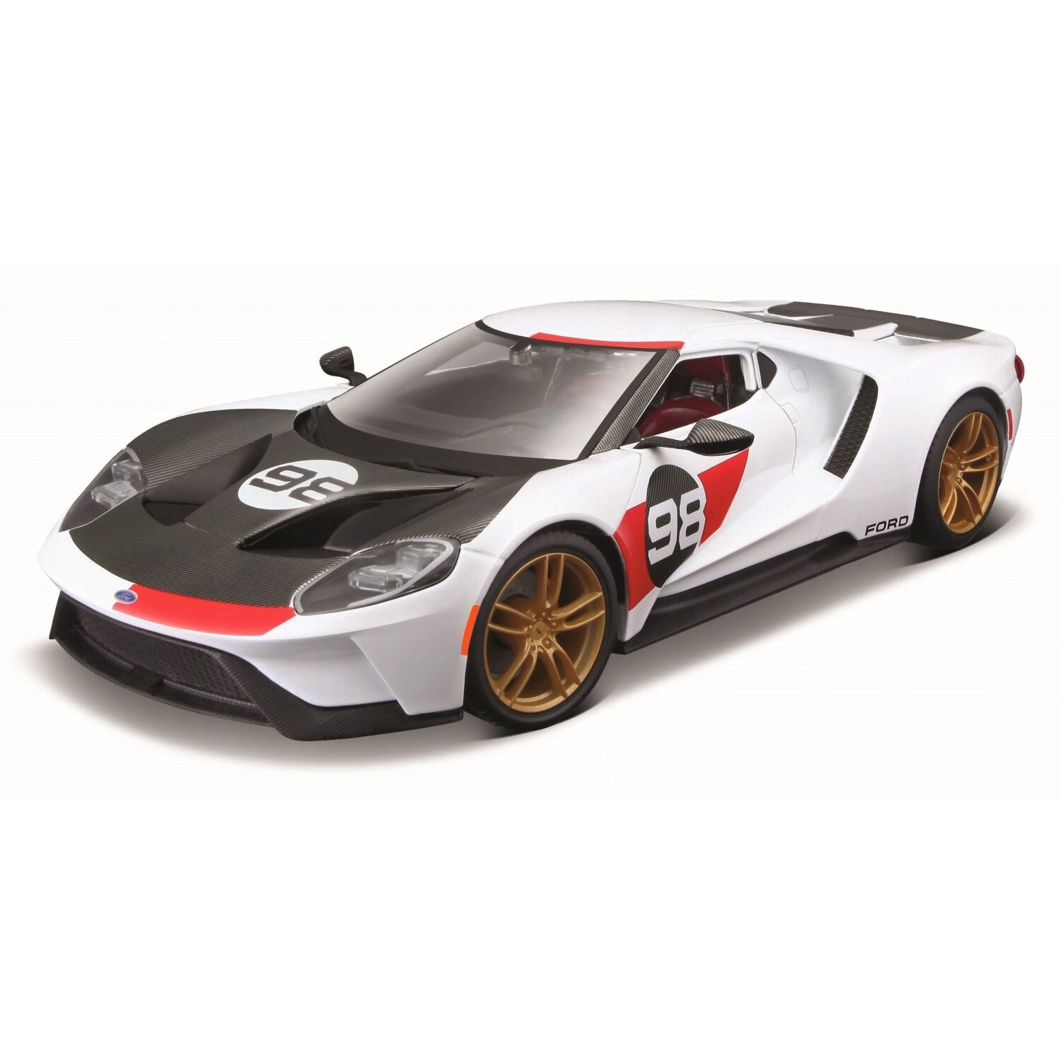 Masina de jucarie Ford GT Heritage Edition 2021, Maisto, Metal, Alb ...