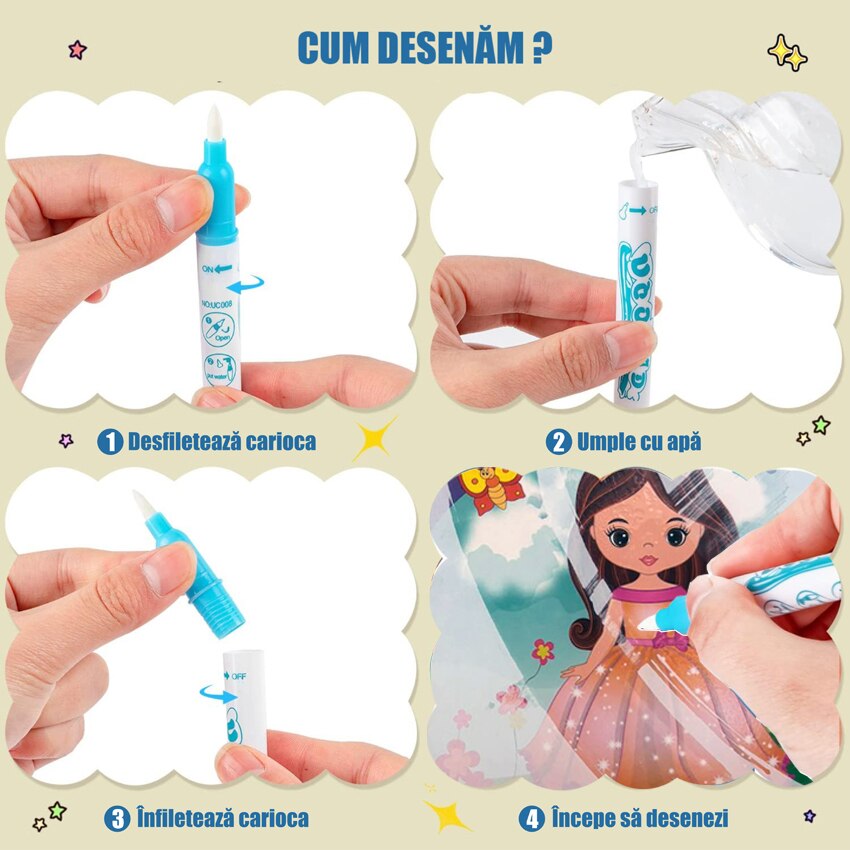 Carte de colorat cu apa tip Magic Book in limba engreza, Linomag ...