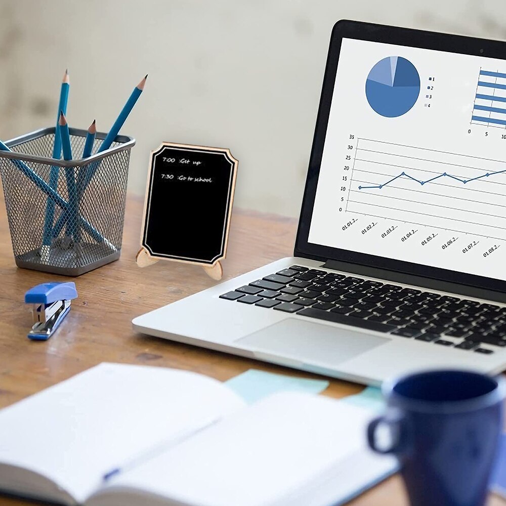 Set 20 tablite pentru scris, Lemn, 10x7.5x0.3cm, Negru - eMAG.ro