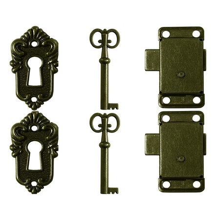 Set 2 incuietori cu chei, Pentru usi dulap, Vintage, Bronz verde - eMAG.ro